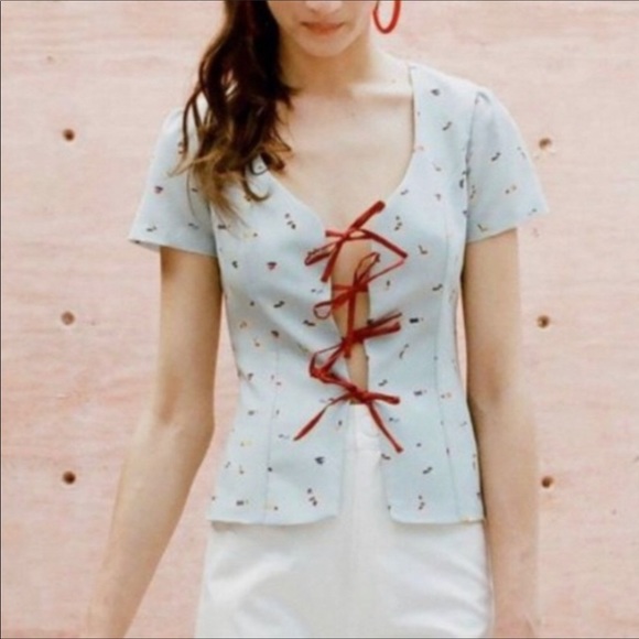 STAUD | Tops | Staud Swimmer Print Tie Top | Poshmark